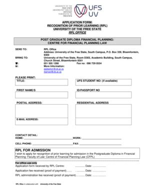 Fillable Online Supportservices Ufs Ac APPLICATION FORM FOR RECOGNITION
