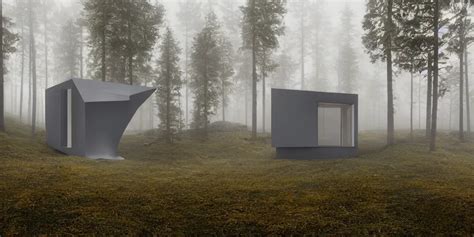 The Tiny Cabin Made Of Panels Of Zink Cladding In Stable Diffusion