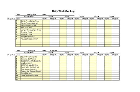 45 Free Printable Workout Log Templates PDF Word Excel
