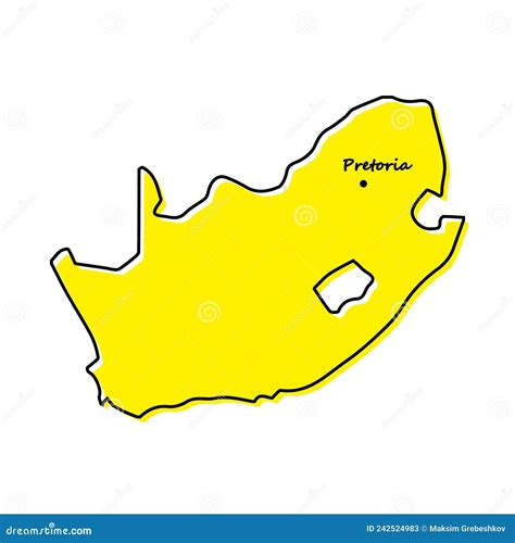Simple Outline Map Of South Africa With Capital Location Stock Vector