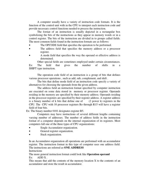 instruction types pdf instruction set central processing unit