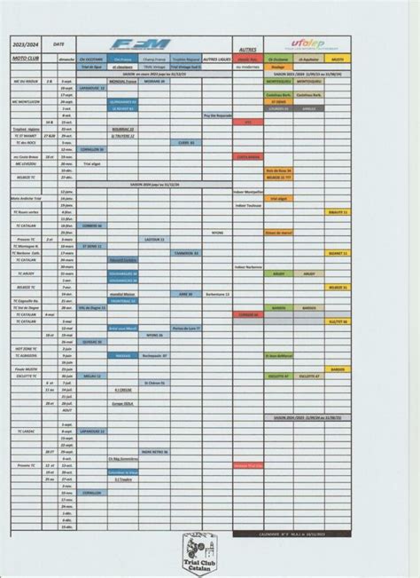 Ligue Occitanie calendrier 2024 Planète Trial