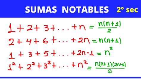 Sumas Notables Teor A Suma N Meros Pares Suma N Meros Impares Suma De
