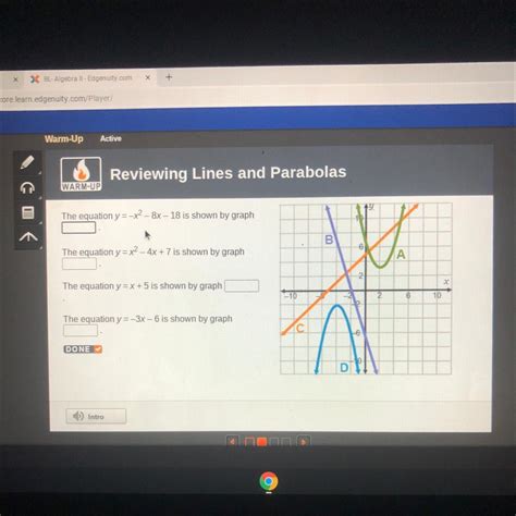 y the equation y x2 8x 18 is shown by graph b the equation y x2 4x 7 is shown by graph