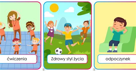 Plansze dydaktyczne Zdrowy styl życia do wydruku dla dzieci za darmo