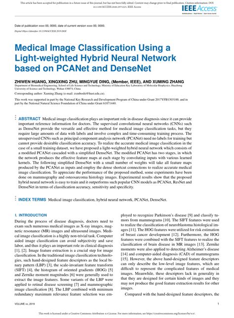 pdf medical image classification using a light weighted hybrid neural network based on pcanet