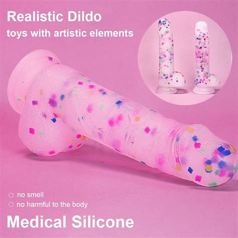 Farbiges Realistisches Silikon Dildo Sexspielzeug F R Frauen
