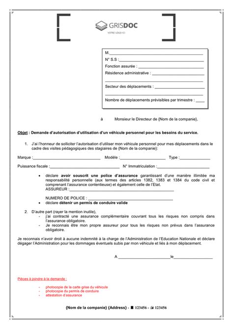 Modelé de demande d autorisation téléchargement gratuit documents PDF