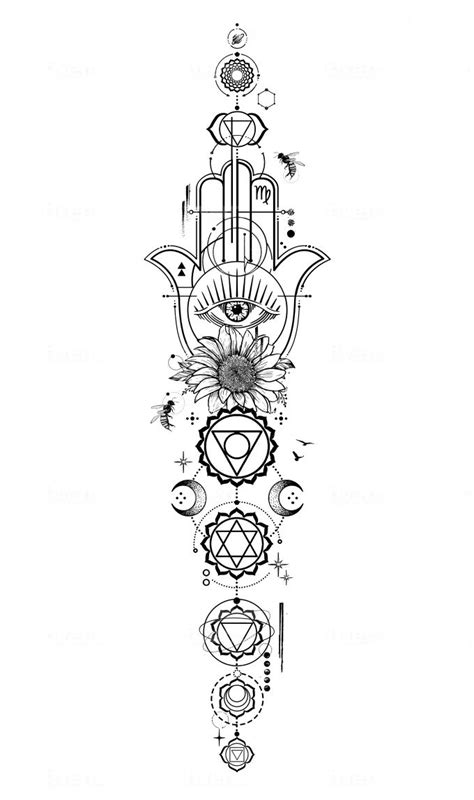 Geometric Hamsa Tattoo Design