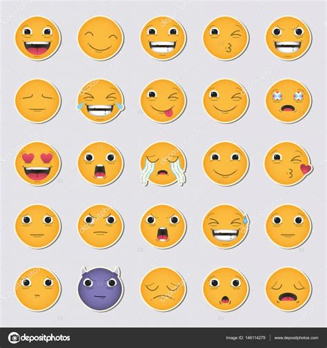 Vector Icon Set Of Emoticons Stock Vector Image By Vectorfusionart