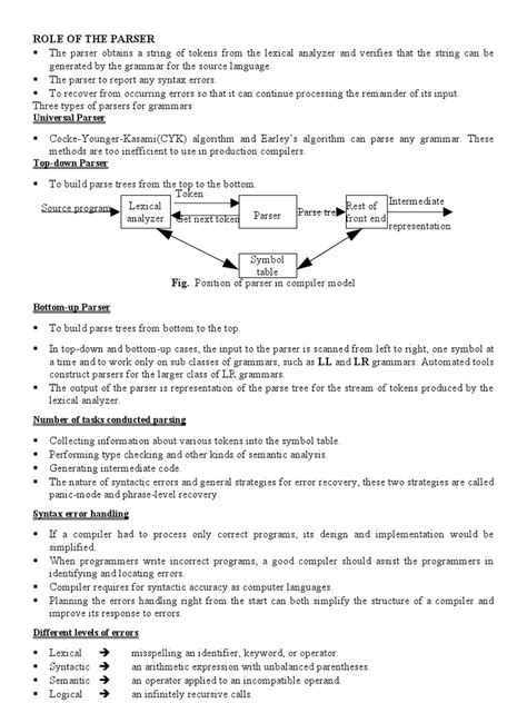 role of parse1 pdf parsing syntax logic