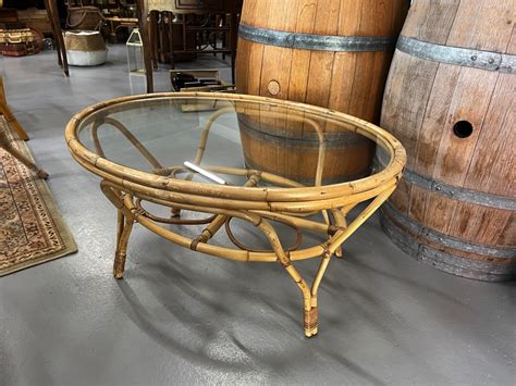 Table Basse En Rotin Ovale Avec Plateau En Verre Homemade For Love