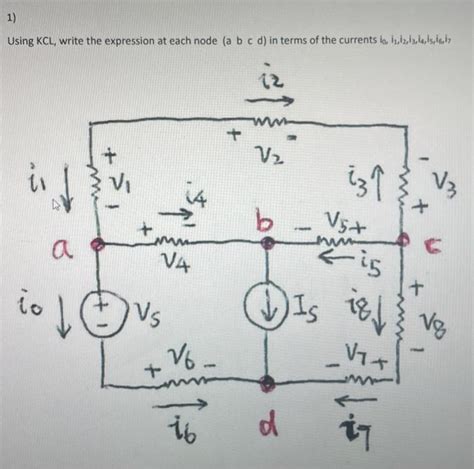 solved using kcl write the expression at each node a b c