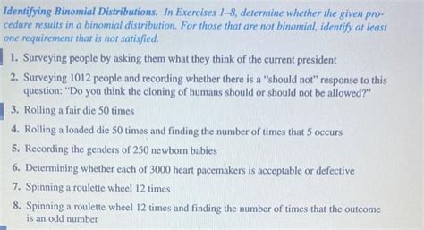 [solved] identifying binomial distributions in exercises