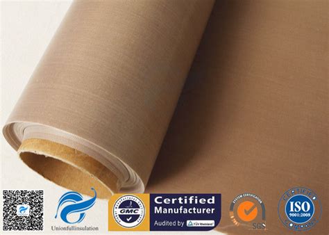 Brown PTFE Coated Fiberglass Cloth 0 16MM 6MIL Non Stick Plain Weave