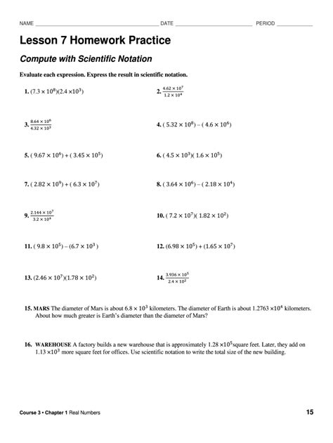 lesson 7 problem solving practice compute with scientific notation fill online printable