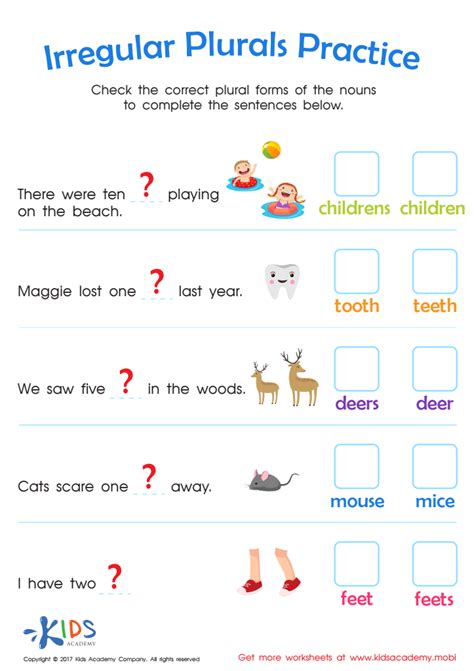 Regular And Irregular Plural Nouns Worksheets