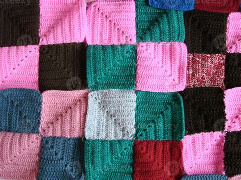 texture au crochet motif de carrés colorés carrés de tricot au