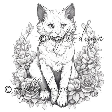 Ausmalbild süße Katze zum Download und selbst ausdrucken Online Shop