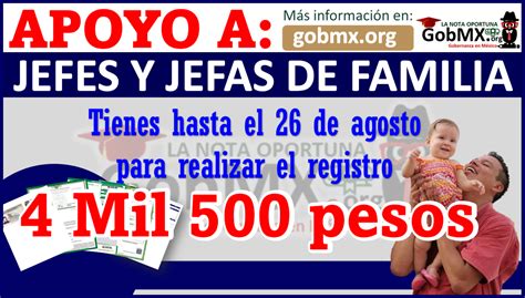 ATENCION Solicita el Apoyo a Jefes y Jefas de Familias y obtén hasta