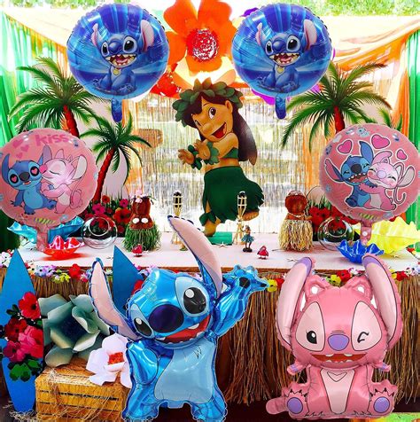 6 globos de fiesta de cumpleaños Lilo Stitch decoraciones de fiesta de