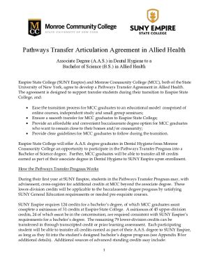 Fillable Online Pathways Transfer Articulation Agreement In Allied