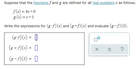 suppose that the functions f and g are defined for all real numbers x as follows homeworklib