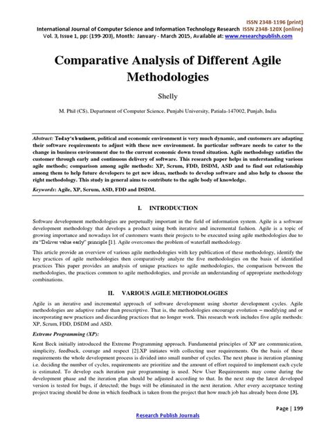 comparative analysis of different agile methodologies 1178 pdf pdf agile software