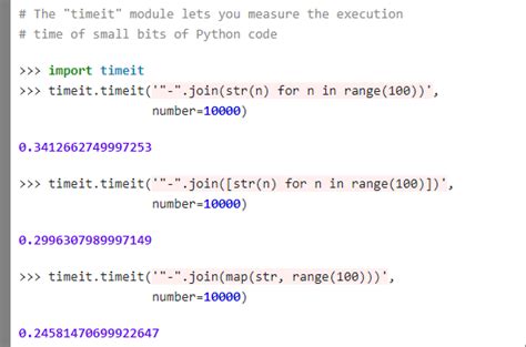 measure the execution time of small bits of python code with the timeit module credit