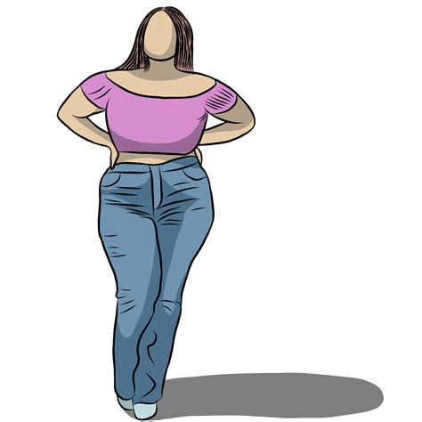 Line Drawing Of Cartoon Character Woman Plus Size Png
