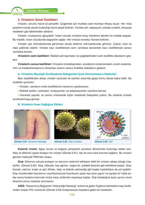 9 Sınıf Biyoloji Ders Kitabı Tutku Yayınları Sayfa 170 Cevapları