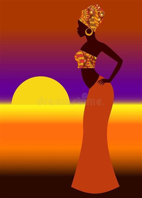 Silhueta de uma mulher africana bonita ilustração do vetor Pinturas