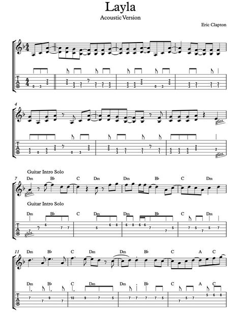 Layla By Eric Clapton Includes Lead Guitar Tab Chords And Lyrics