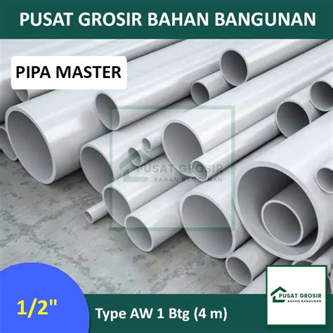 Jual Pipa PVC 1 2 AW Merek Master Pipa Paralon 1 2inch AW Per Btg 4m