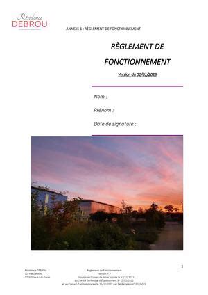 Calaméo Annexe 1 Règlement De Fonctionnement