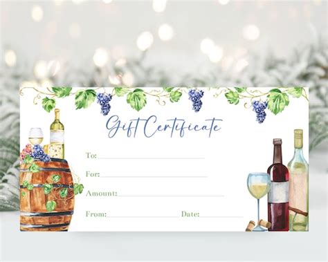 Editable Wine Tasting Gift Certificate Voucher Template Winery Coupon
