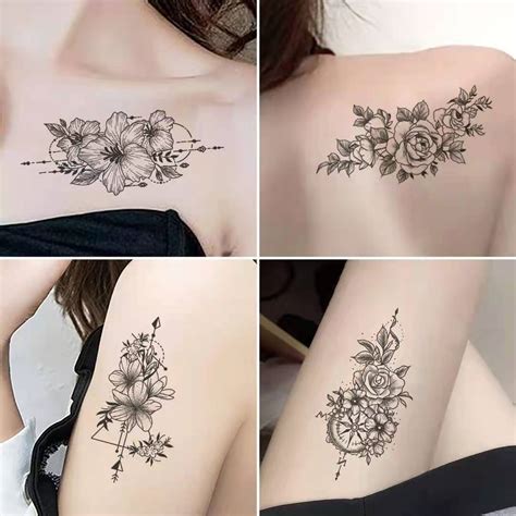 30 pièces ensemble de Faux tatouages temporaires Sexy fleur
