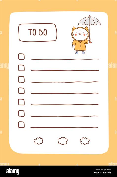 Zu Tun Liste Vorlage Von Kawaii Katze Dekoriert Nettes Design Von