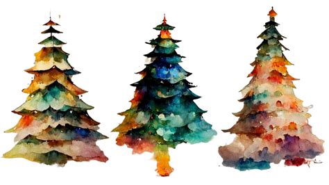 Watercolor Christmas Tree Set Watercolor Christmas Tree Christmas