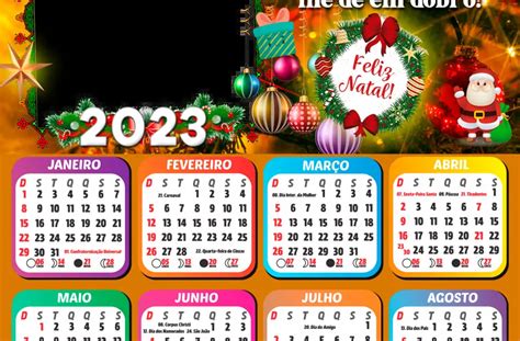 Calendário 2023 Sucesso Força e Coragem Feliz Natal Foto Moldura PNG