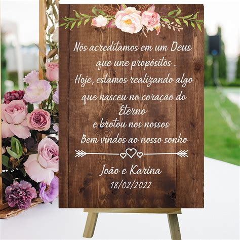 Placa Casamento para recepção bem vindos cavalete Elo7