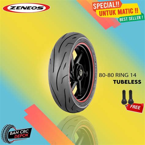 Jual BAN MOTOR ZENEOS ZN 62 80 80 RING 14 Matic TUBELESS Shopee