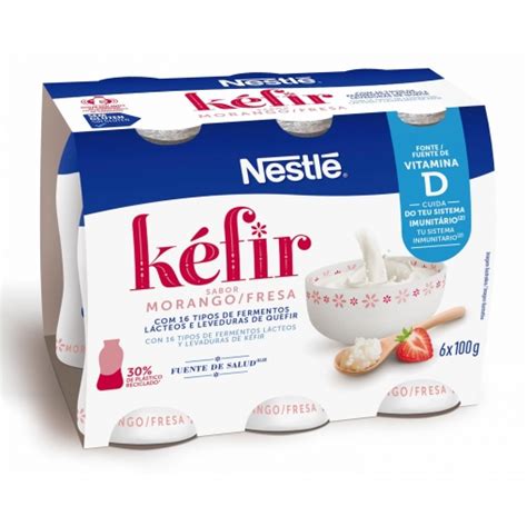 Kéfir sabor fresa Nestlé sin gluten pack de 6 unidades de 100 g