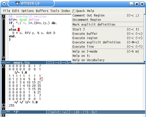 j mode edit and run j code with emacs