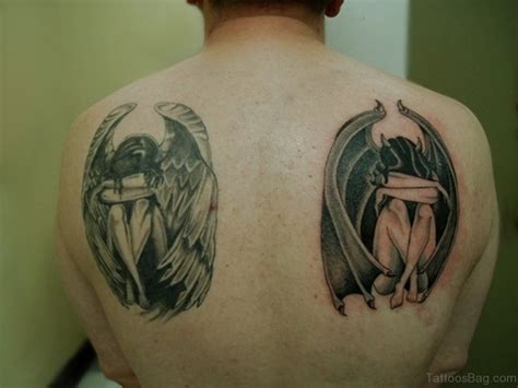 32 Angel And Devil On Shoulder Tattoo Designs