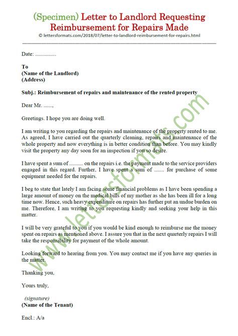 Sample Repair Letter To Landlord Sample Letter To Landlord