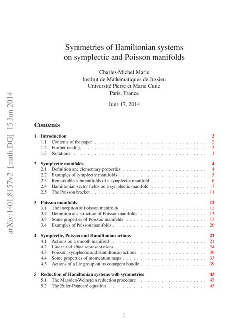 pdf symmetries of hamiltonian systems on symplectic and poisson manifolds