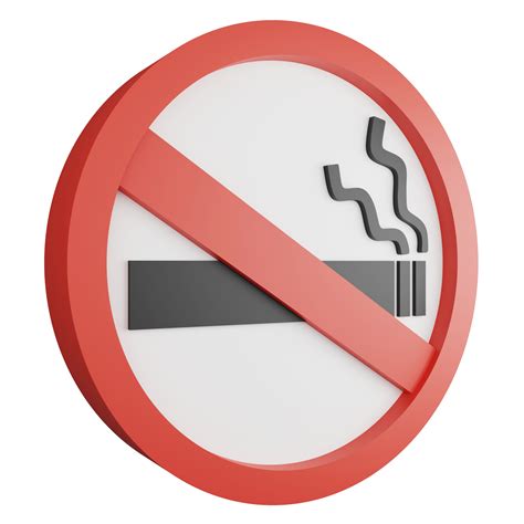 No Smoking Sign Icon Isolated On Transparent Background 3D Render Red