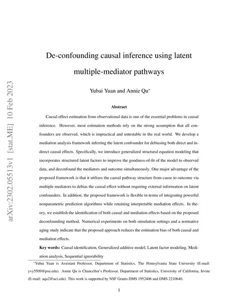 de confounding causal inference using latent multiple mediator pathways deepai