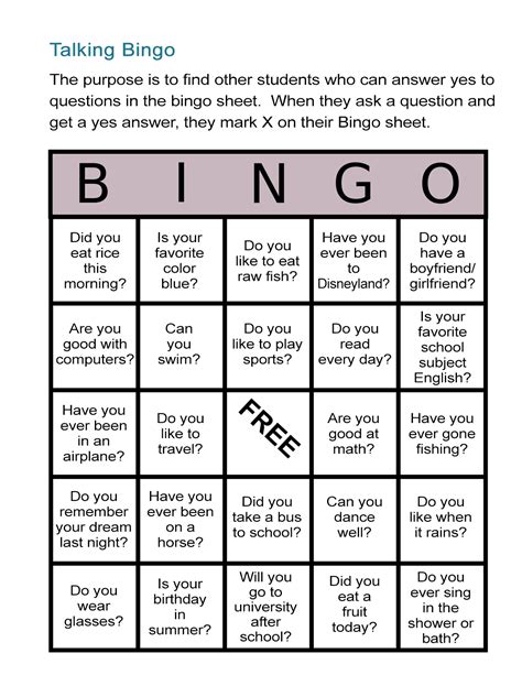 Bingo Activity For Students Descubra As Melhores Apostas Na Anjo Ak